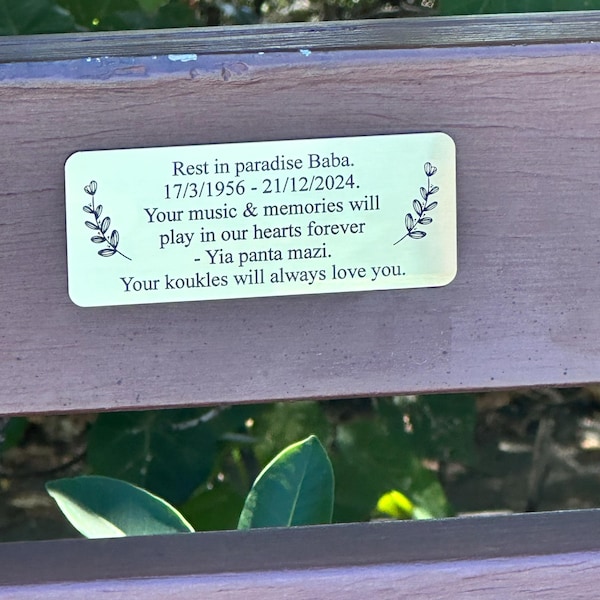 Bench Memorial Plaques in Gold and Silver - Engraved Personalised ...