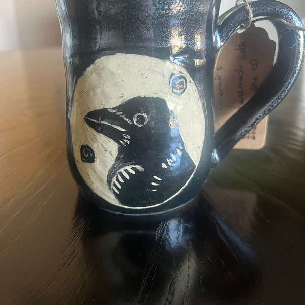 MADE TO ORDER Handmade Ceramic Mug, Raven Mug, Crow Mug, Black Bird Mug ...