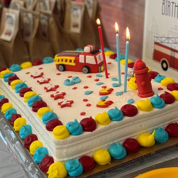 Edible Fire Engine Cake Topper,birthday Party Fondant Decoration - Etsy