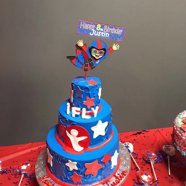 Indoor Skydiving Cake Topper, Parachuting Birthday Party Cake Topper ...