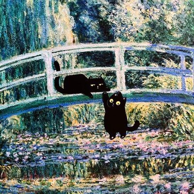 Monet Garden Cat Print, Claude Monet Cat Poster, Cat Art, Animal Poster ...