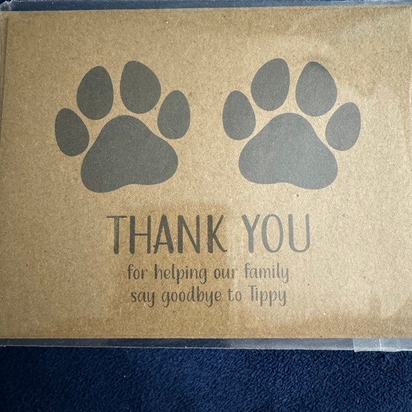 Paw Print Thank You Cards With Envelopes, Pet Notecards and Envelopes ...