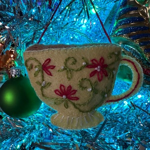 Christmas Vintage Teacup Felt Pattern Tea Party Favor Felt Teacup High ...