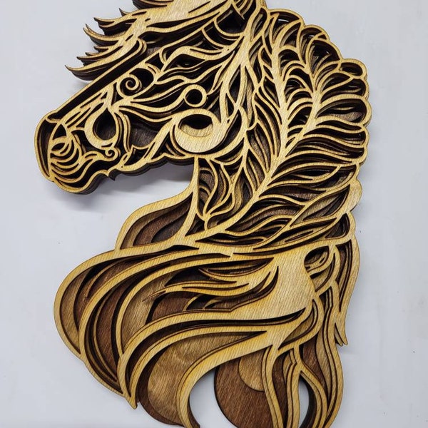 Multilayer Horse Laser Cut File 3D Horse Mandala Layered Dxf Dwg ...