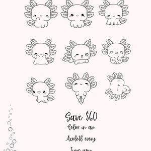 Axolotl 25 Envelope Savings Challenge Printable - Etsy