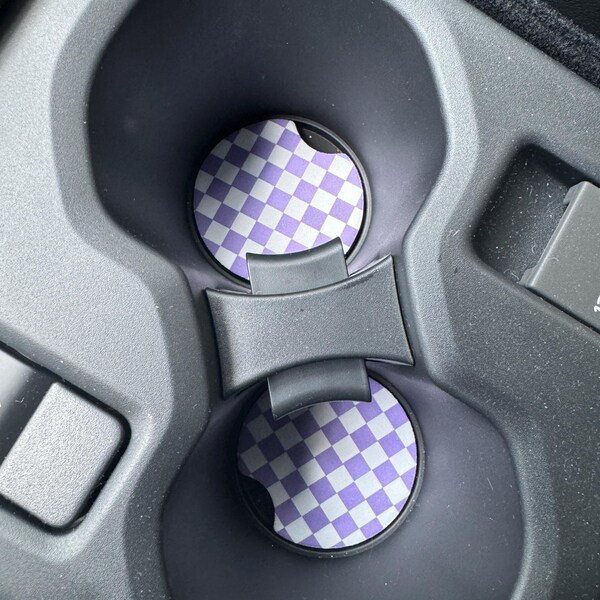 Checkered Car Coasters Set of 2 Accessories Neutral Print Boho ...