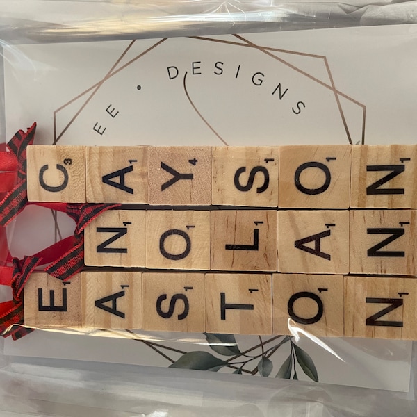 Personalized Scrabble Letter Name Ornaments, Christmas 2024, Timeless ...