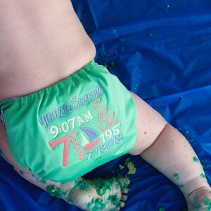 Birth Stats Cloth Diaper Embroidered Custom Diaper WAHM | Etsy Australia