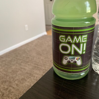 Gamer Party Drink 12 Oz. & 20 Oz. Sports Bottles Wrapper Labels Video ...