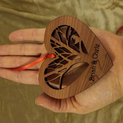 5th Anniversary Gift Wood Heart Ornament - Etsy
