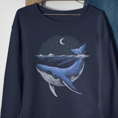 Blue Whale Sweatshirt, Whale Hoodie, Whale Tshirt, Whale Shirt, Whale ...