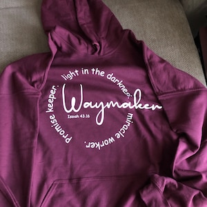 Waymaker Sweatshirt, Christian Hoodie, Bible Verse Hoodie, Promise ...