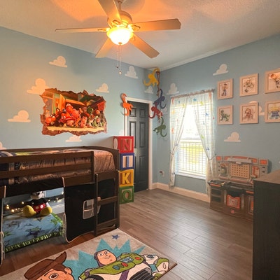 Deluxe Large Cloud Wall Stencil Set for a Kids Toy Story Room or Andys ...