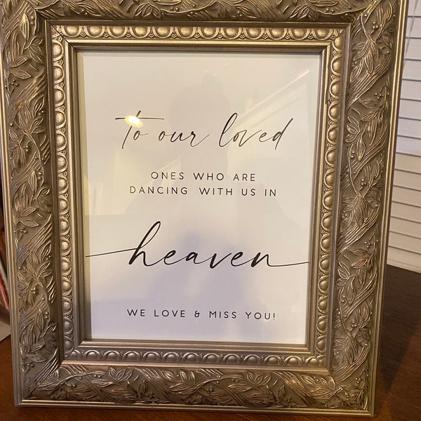 Wedding Heaven Sign. in Loving Memory Sign. Wedding Sign.wedding Memory ...