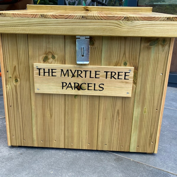 Doorstep Wood Parcel Box. Porch Parcel Storage Box. Handmade Wooden ...