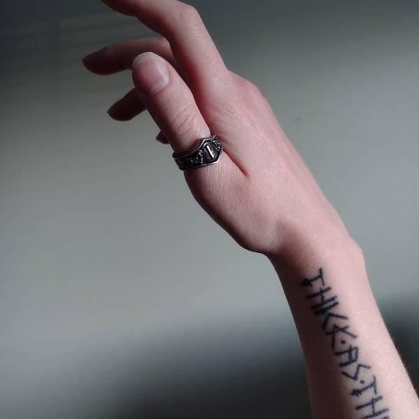 Viking Rune Ring - Your Choice of Rune Symbol - Adjustable US Sizes 9 ...