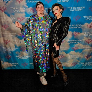 Holographic Silver Rainbow Sequin Kimono Plus Size Kimono Rave Kimono ...