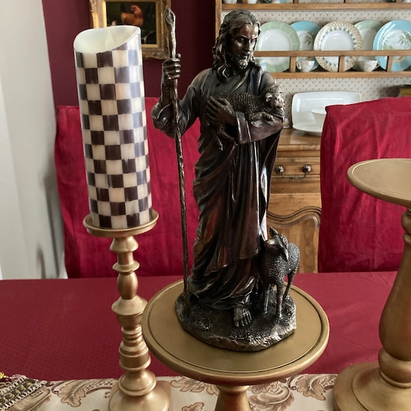 Jesus the Good Shepherd Idol With Sheep, Jesus With Lamb, Statue of ...