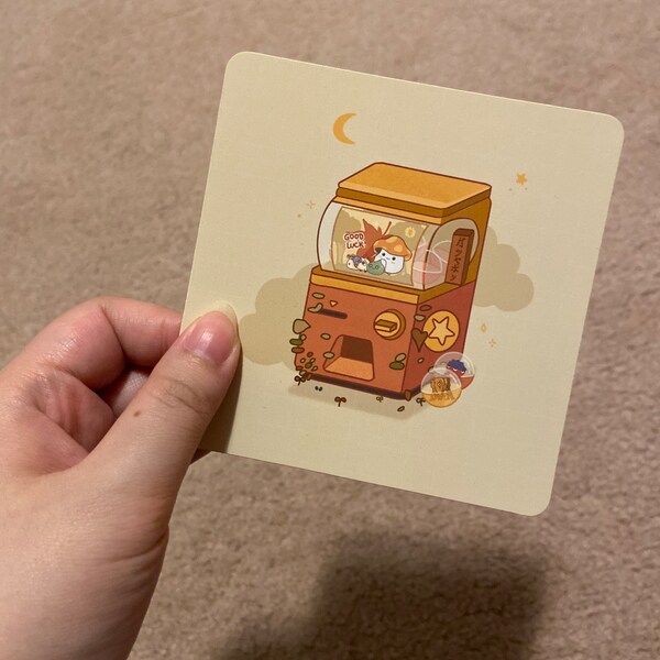 Gachapon Print | 4 X 4 Art Print, Video Game Art, RPG Monster, Mushroom ...