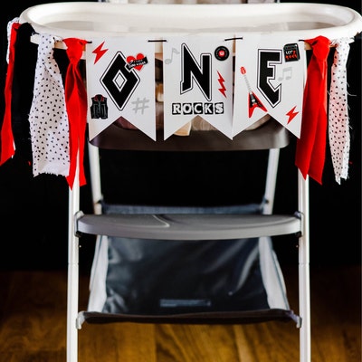 One Rocks High Chair Banner One Rocks Highchair Banner First Birthday ...