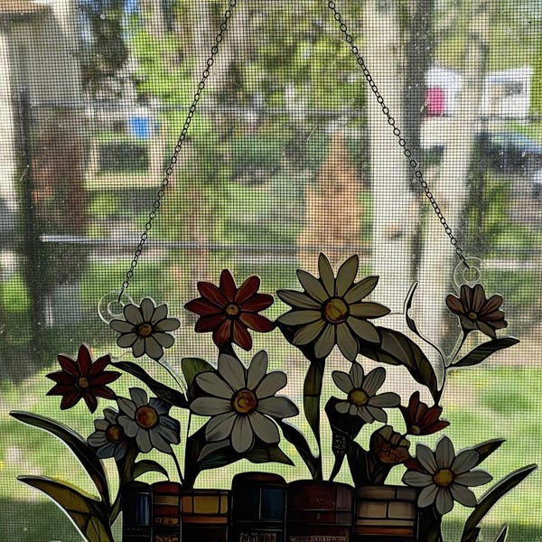 Colorful Flower Basket Acrylic Window Hanging, Colorful Art Panel for ...