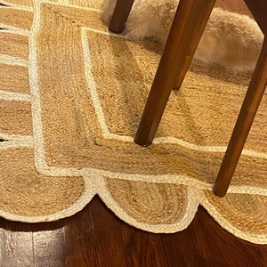 Scalloped Jute Rug Light Blue Jute Scallop Boho Decor - Etsy