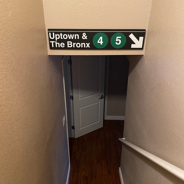 Uptown & the Bronx 4-5 Trains - New York City Subway Sign - Wood Sign ...