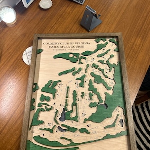 Custom Golf Course Map Engraved Golf Map Custom Golf Picture Wooden ...