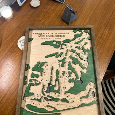 The Club at Old Hawthorne Golf Course Map Layered Wood Golf Course ...