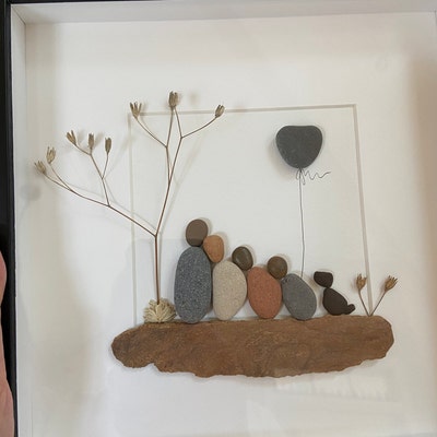 Pebble Art Family of 4, Pebble Art Gift, Pebble Art Picture, Pebble Art ...