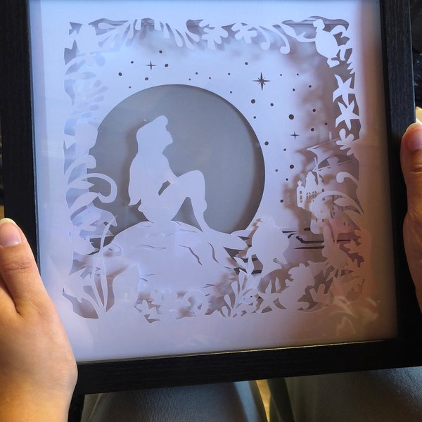 The Little Mermaid, Ariel, Beach Life, Decorative Shadow Box Shadowbox ...