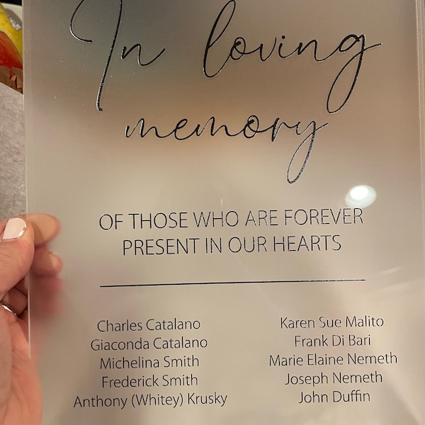 In Loving Memory Sign Customized With Names - Wedding Memorial Sign ...