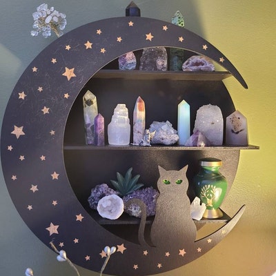 Cat on Moon Crystal Shelf - Etsy Canada