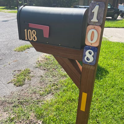 Mailbox Post Address Numbers. Weatherproof Glazed Tile With Colors of ...