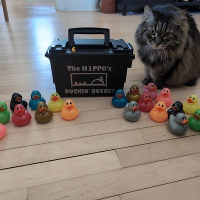 Duck Duck Holder, Black Personalized Rubber Duck Storage, Duck Carry ...