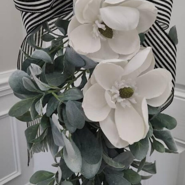 Shell & Lamb's Ear Beach Swag; Beach Swag; Beach Decoration; Lambs Ear ...