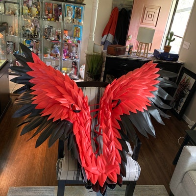Red and Black Color Wings, Extra Large Angel Wings, Halloween Costume ...