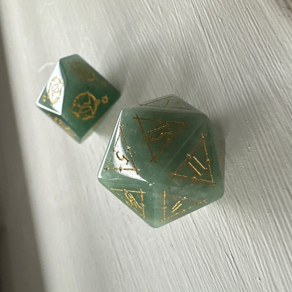 Green Jade DND Dice Set, Aventurine Sharp Edge D&D Dice Set, Dungeons ...