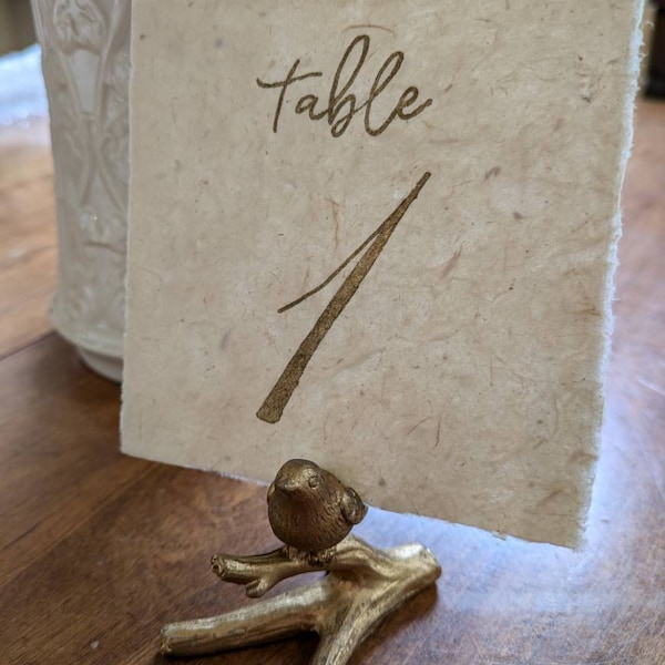 Hand Torn Deckled Table Numbers on Handmade Paper, Script Calligraphy ...