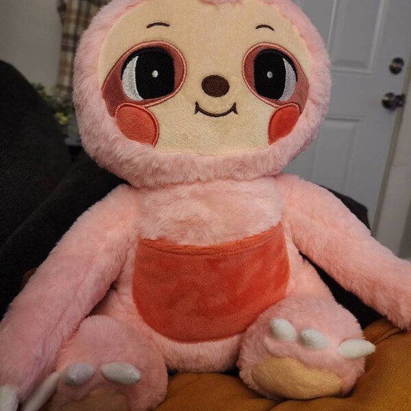 Pink Sloth Baby Plushie, Doll, Gift, Kawaii, Pastel, Sloths, Kitsch ...