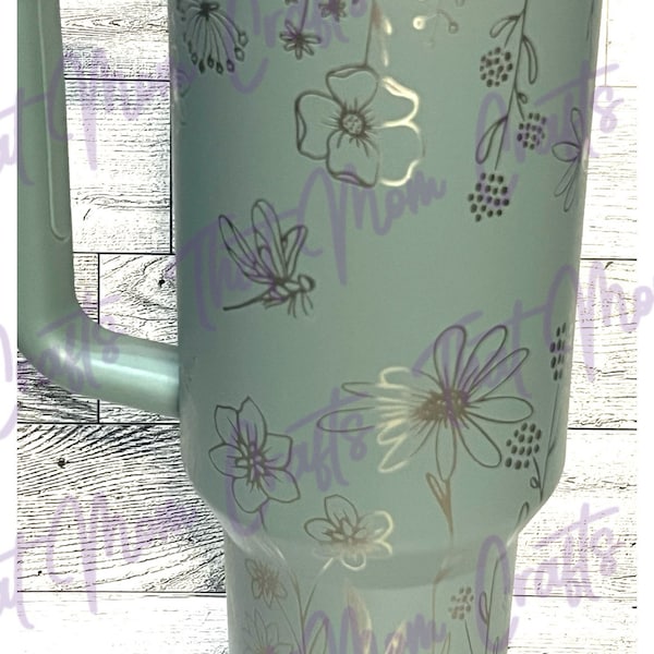 Wildflower Floral Tumbler Engraved 40oz Wrap, 40oz Tumbler Png ...