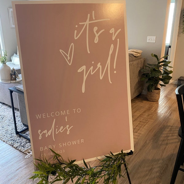 It's a Girl Welcome Sign Template, Modern Baby Shower Sign, Clean ...