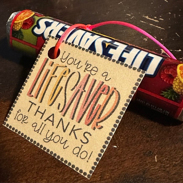 Lifesaver Thank You Gift Tags | Printable - Instant Digital File ...