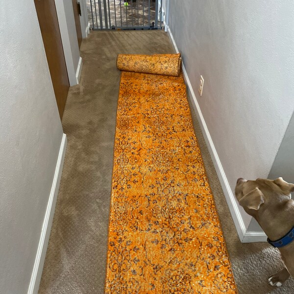 Extra Long Brown Runner, Vintage Hallway Runner, Boho Stairway Runner ...