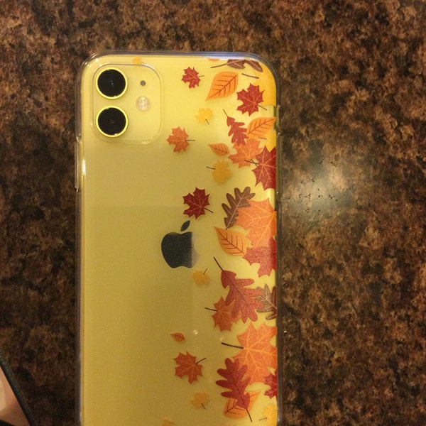 Leaves iPhone Case Cute Nature iPhone XR Xs 8 7 Orange Leaf Case for ...