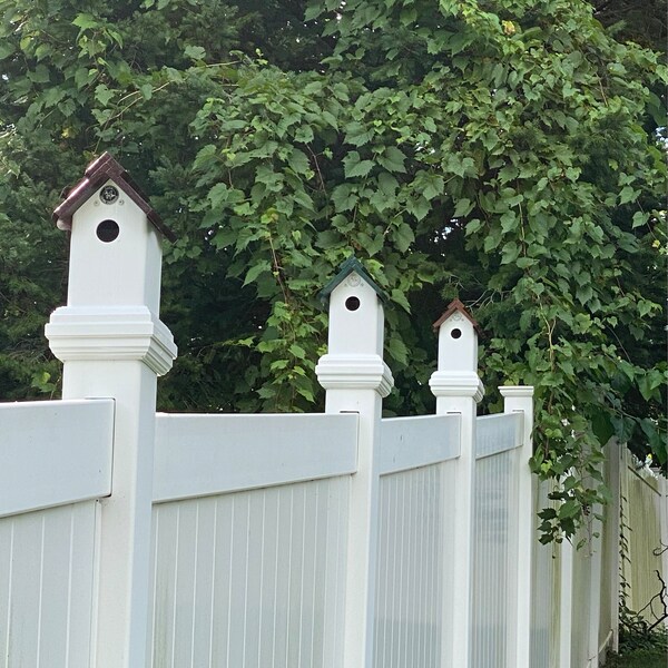 Tall Birdhouse/feeder for Post, Outdoor Weatherable Post Mount PVC Bird ...