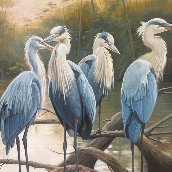 Great Blue Heron Art Original Great Blue Heron Oil on Canvas,heron ...