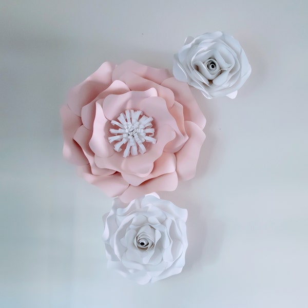 Small / Medium / Large / Paper Flower Rose Template #1 PDF SVG DXF Png ...