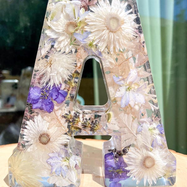Dried Floral Resin Letter Light - Etsy
