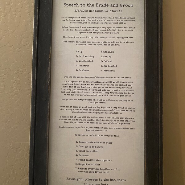 Framed Personalized Canvas Poem, Long Poem, Custom Poem Print, Custom ...